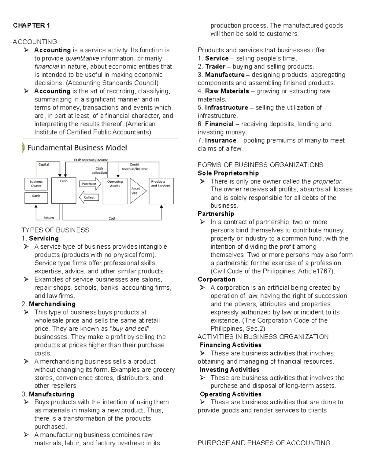 Basic Financial And Reporting notes - CHAPTER 1 ACCOUNTING Accounting ...