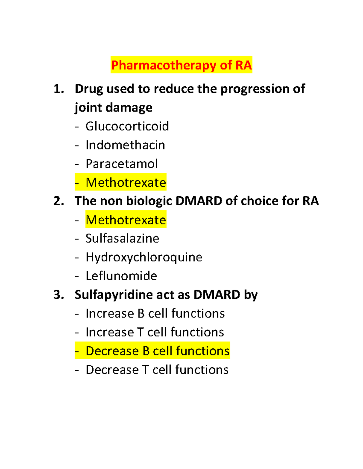 Pharma of RA - physiology pathology - Pharmacotherapy of RA Drug used ...