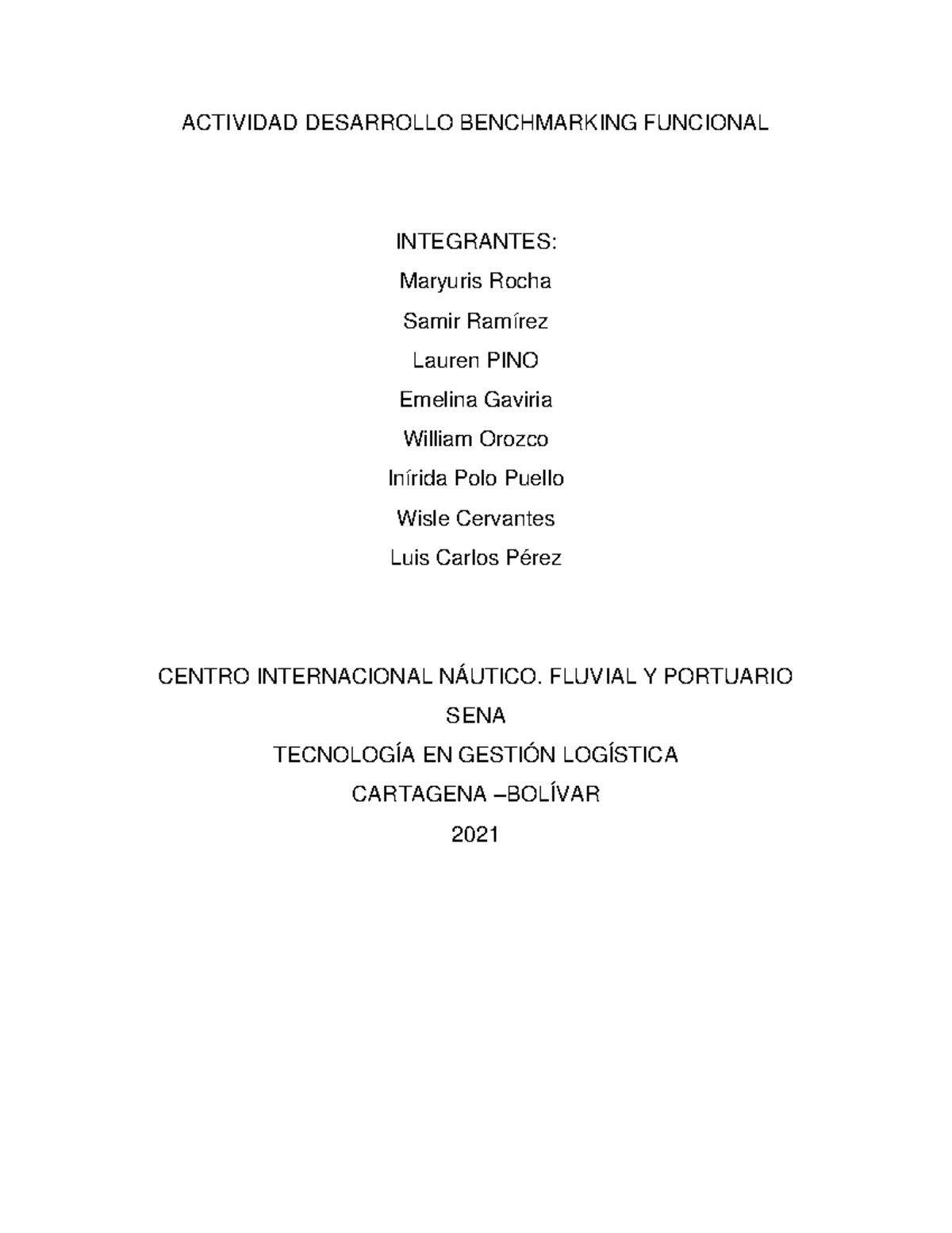Benchmarking Funcional - ACTIVIDAD DESARROLLO BENCHMARKING FUNCIONAL ...