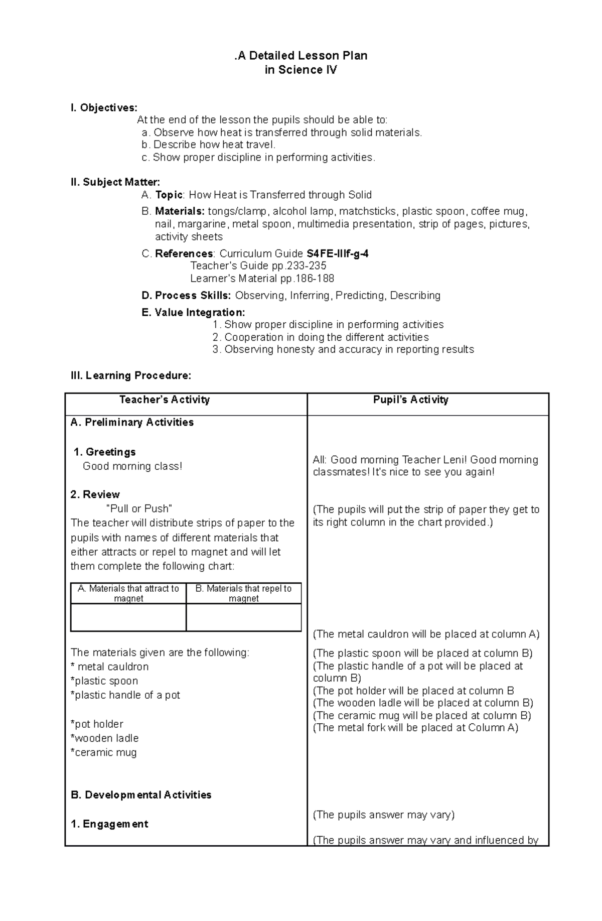 A Detailed Lesson Plan In Science Q3 A Detailed Lesson Plan In