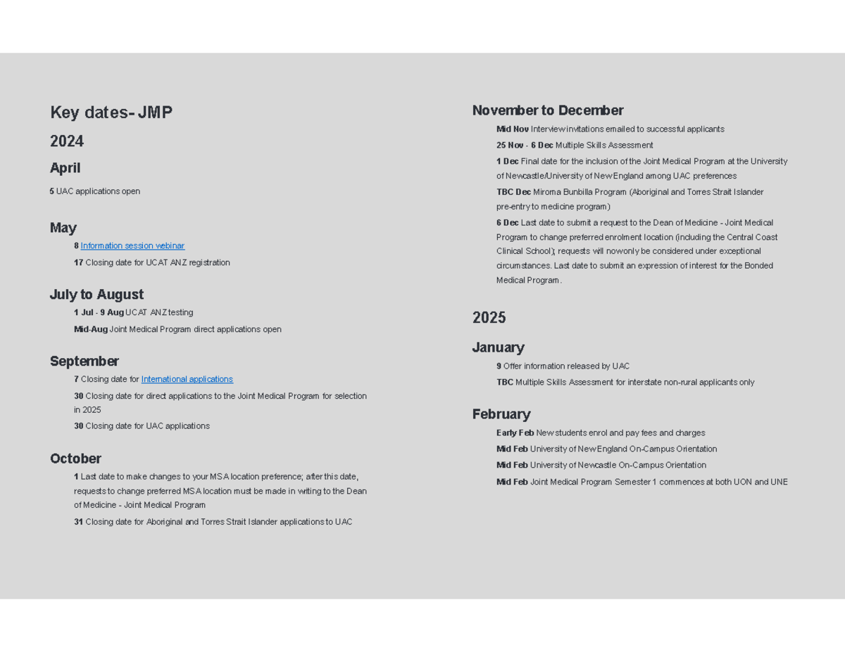 Key dates jmp - Google Docs - Key dates- JMP 2024 April 5 UAC ...