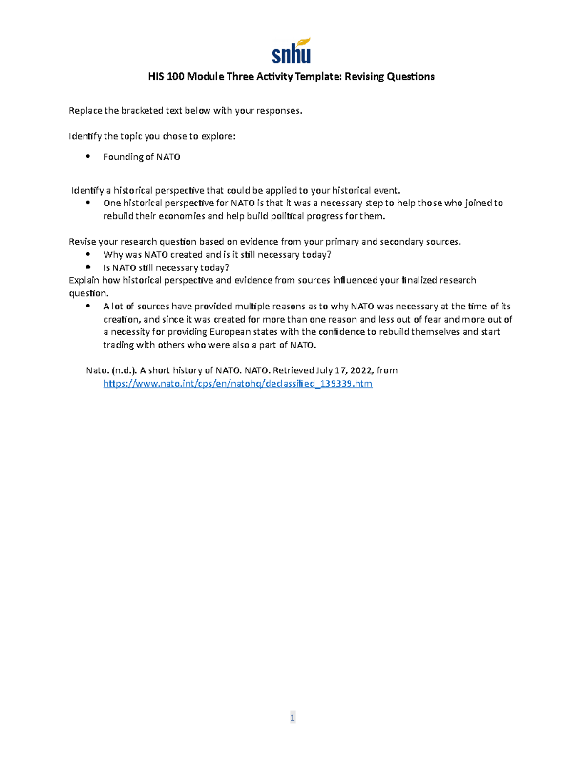 HIS 100 Module 3-2 Revising Question - HIS 100 Module Three Activity ...