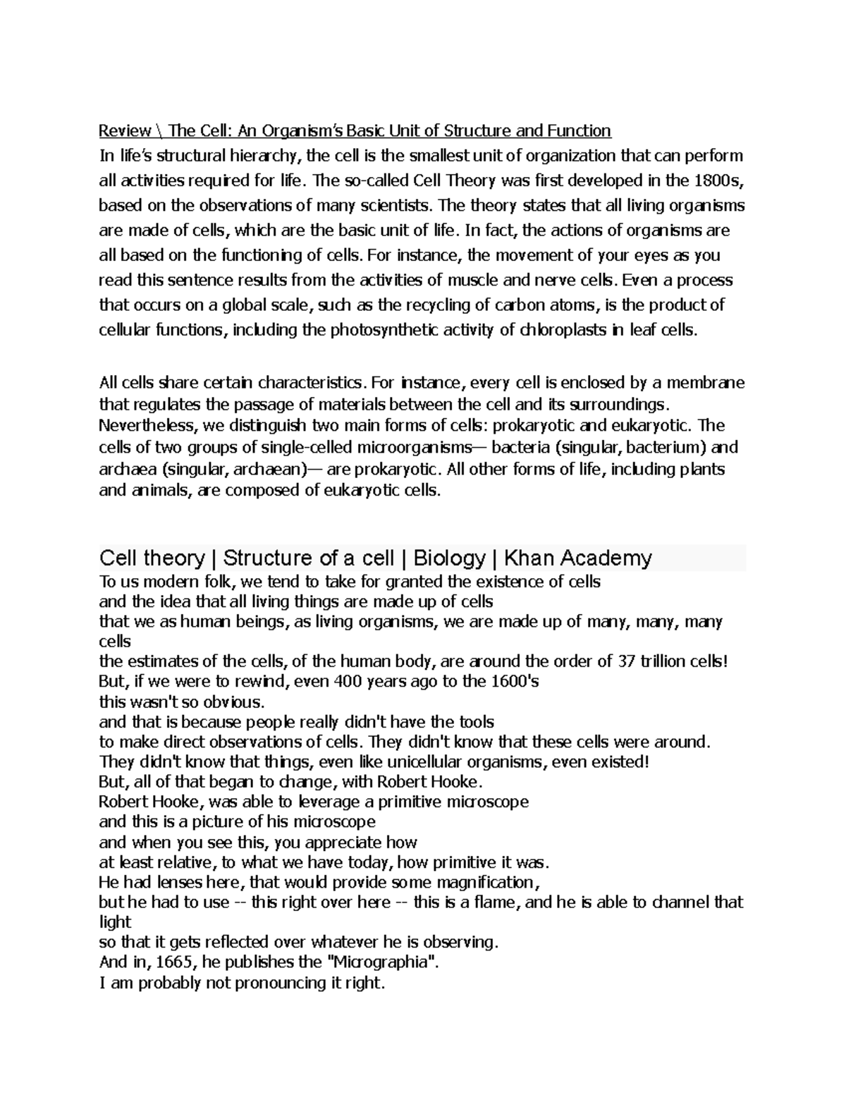 Cell adv bio - Advanced Lessons in BIOLOGY - Review \ The Cell: An ...