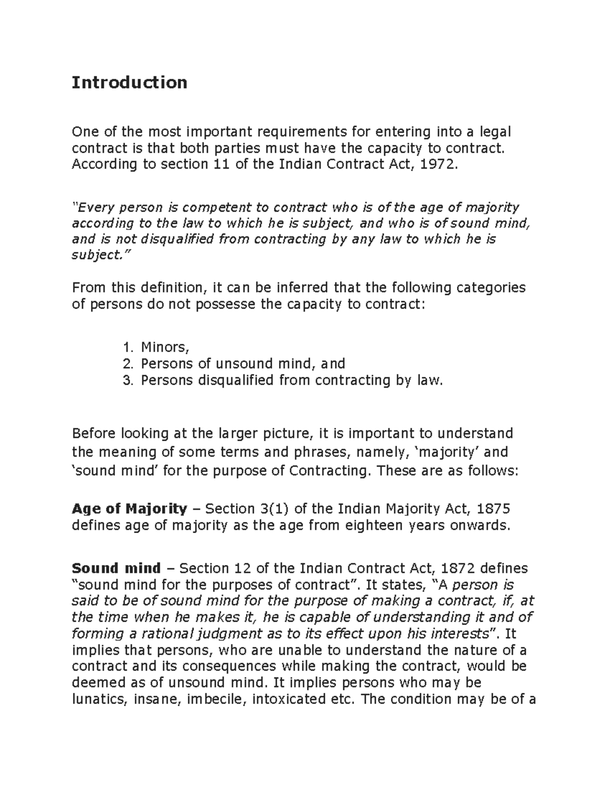 Contract - CASE STUDY - Introduction One of the most important ...