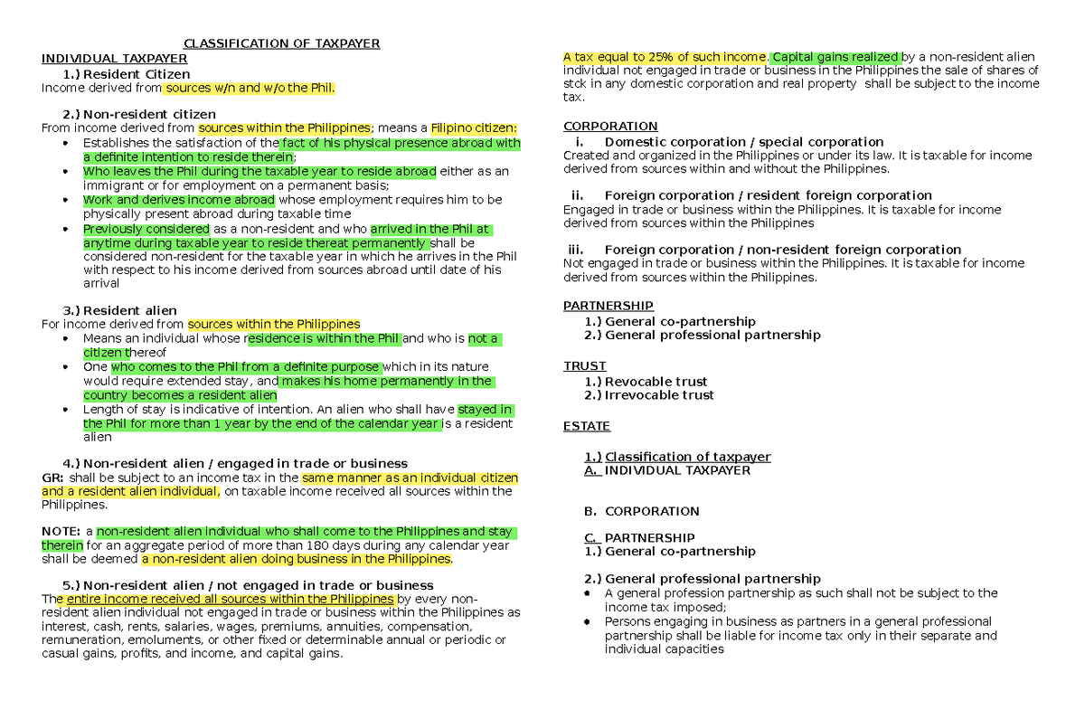284018098 Classification of Taxpayer - CLASSIFICATION OF TAXPAYER ...