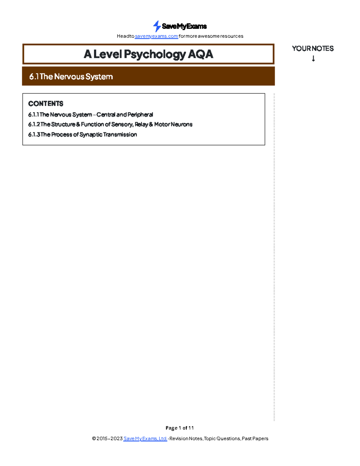 6.1.1 The Nervous System - Central and Peripheral - Page 1 of 11 A ...