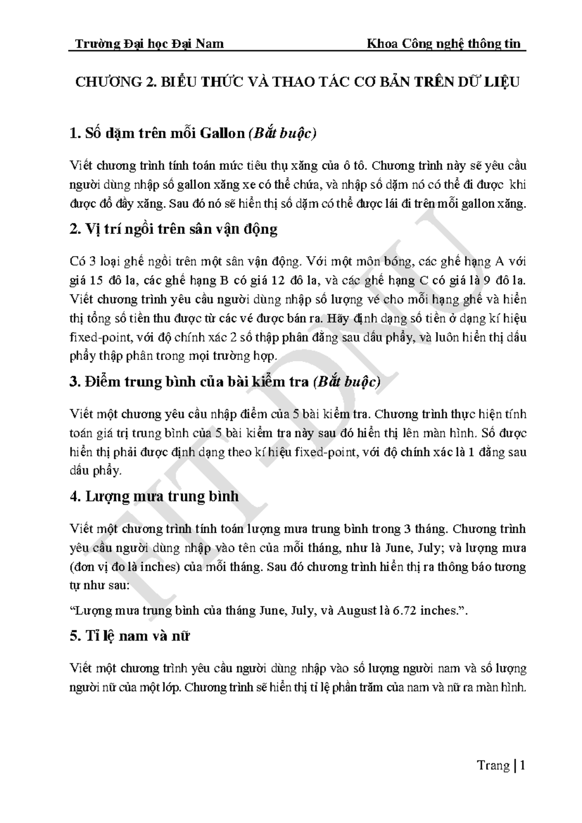 Chapter 2 Programming Challenges - CHƯƠNG 2. BIỂU THỨC VÀ THAO TÁC CƠ ...