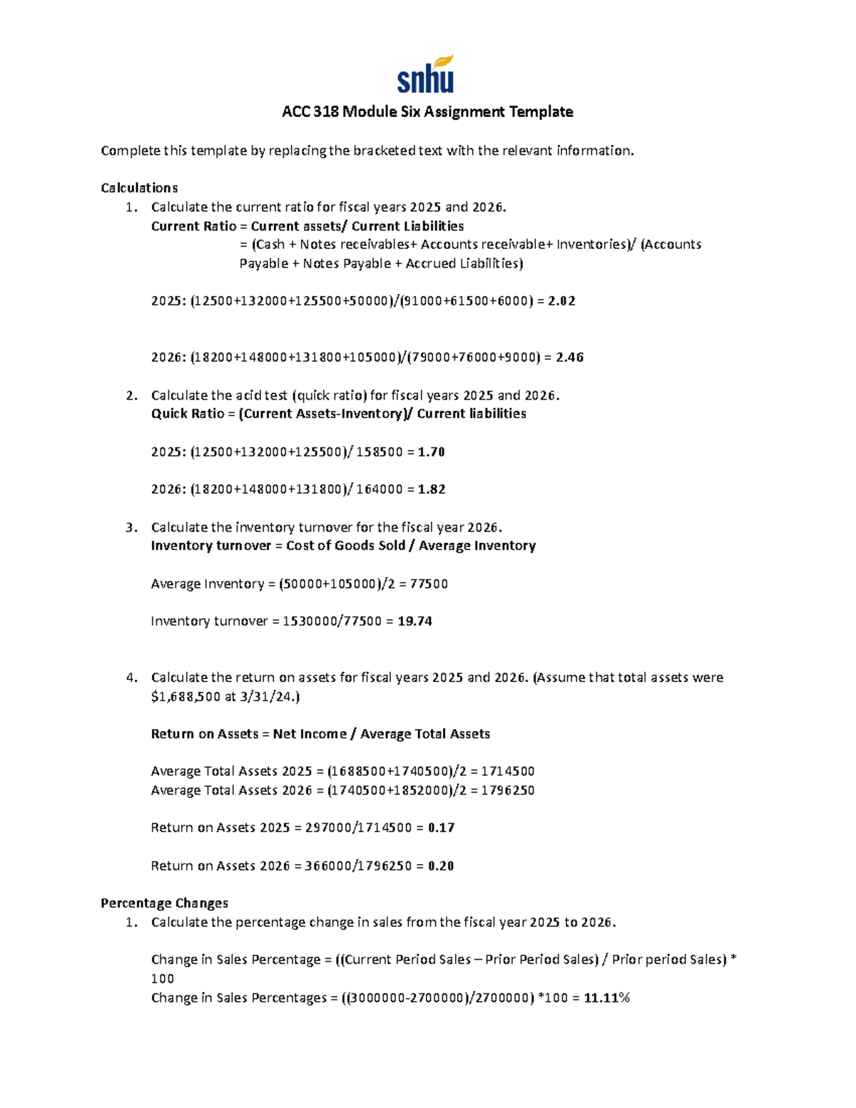 ACC 318 Module Six Assignment - Calculations 1. Calculate the current ...