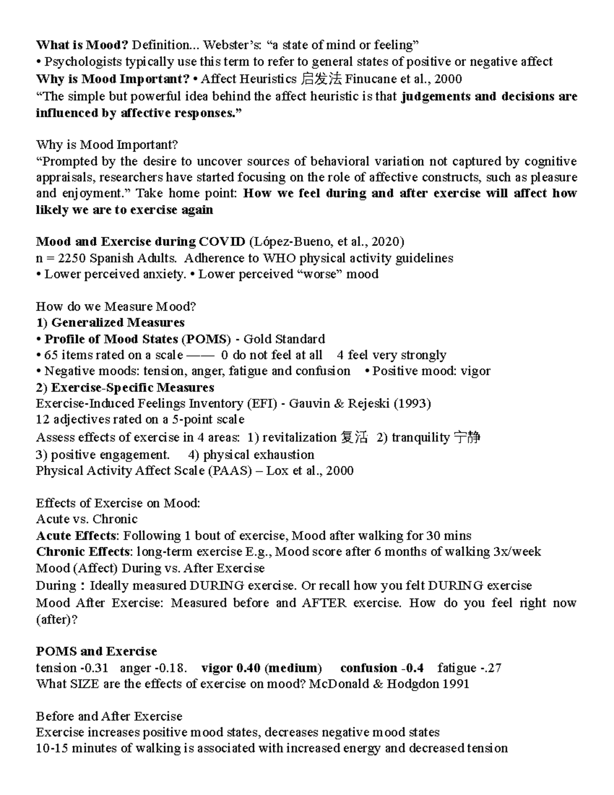 Topic 4 mood - lecture 4 notes of kine 3000 psychology - What is Mood ...
