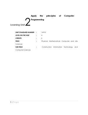 Explain computer architecture concepts - Learning Unit 5 UNIT STANDARD ...
