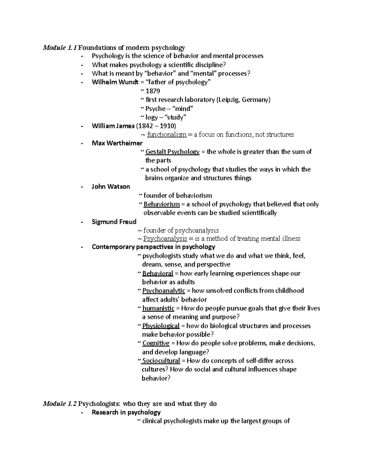 01-23-23 PSY 1000C - lecture - Module 1 Foundations of modern ...