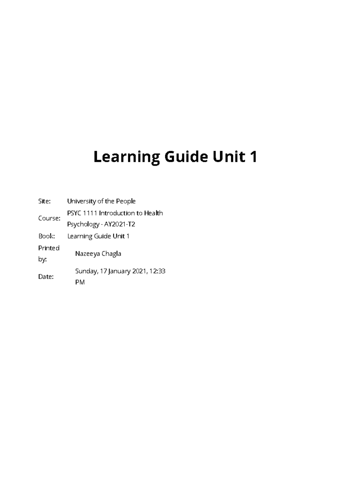 Learning Guide Unit 1 - Lecture notes 1 - Learning Guide Unit 1 Site ...