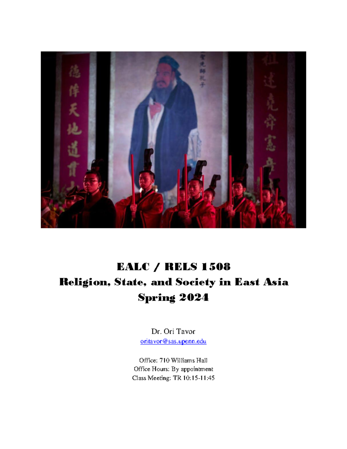 Syllabus for East Asian Religion - EALC / RELS 1508 Religion, State ...
