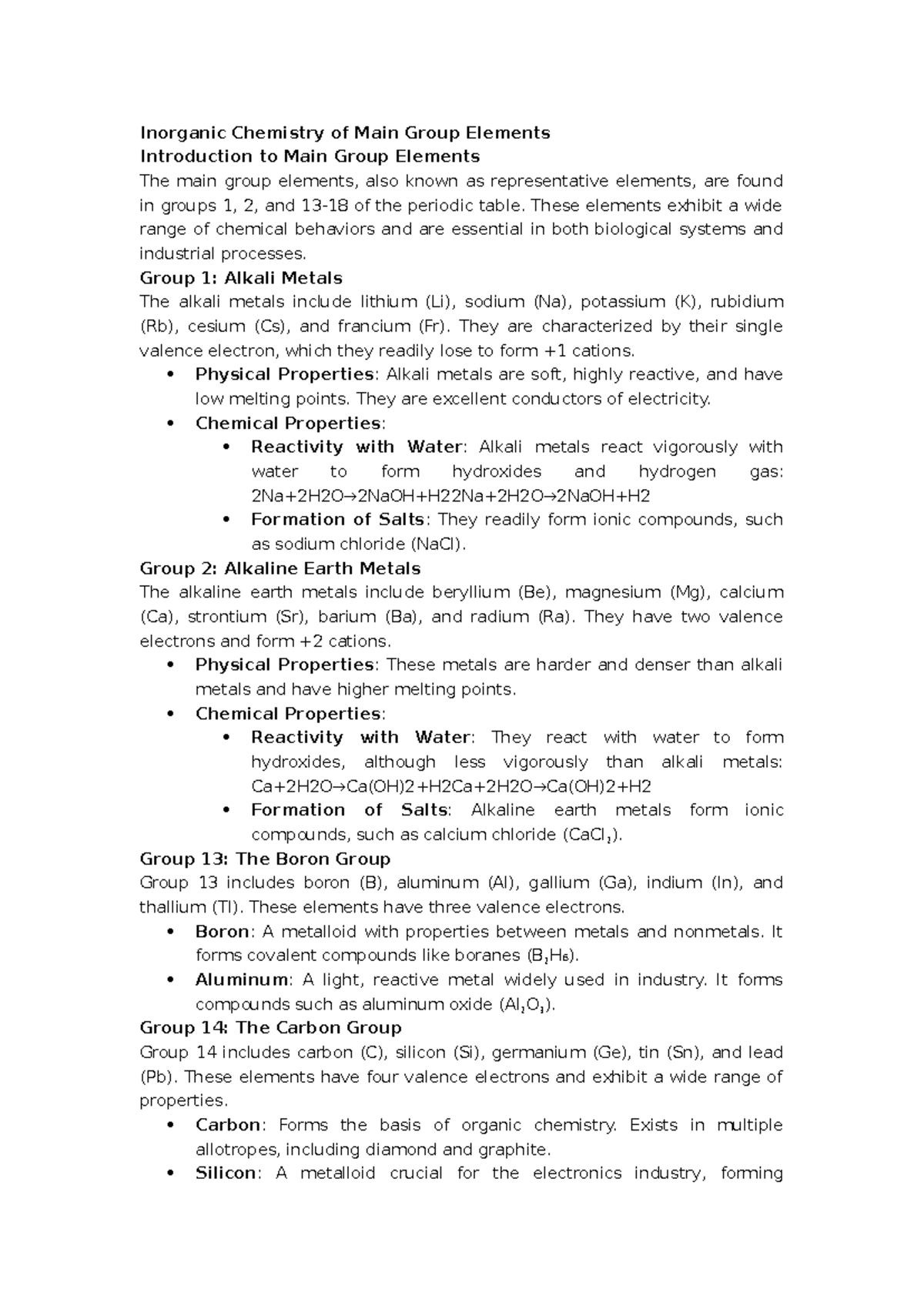 Inorganic Chemistry of Main Group Elements - Inorganic Chemistry of ...