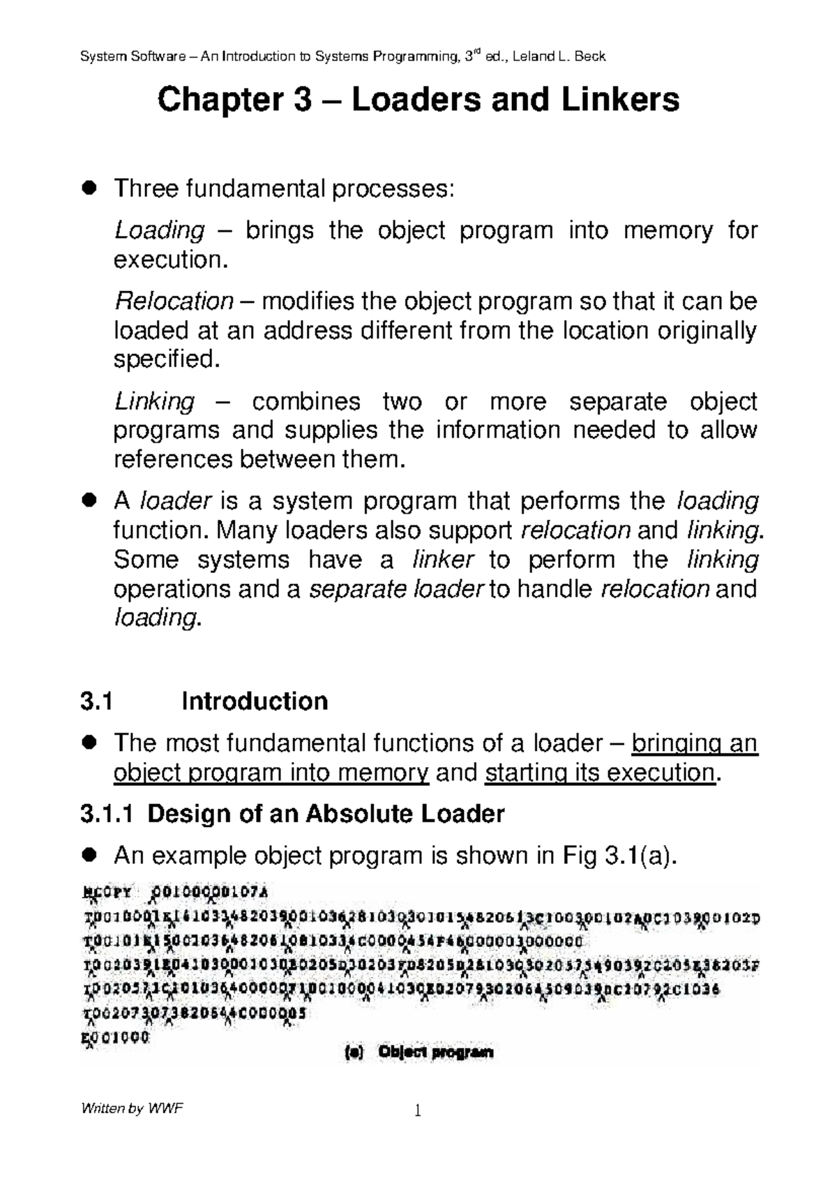 Chapter 3loaders and linkersnew - Chapter 3 – Loaders and Linkers z Three fundamental processes ...