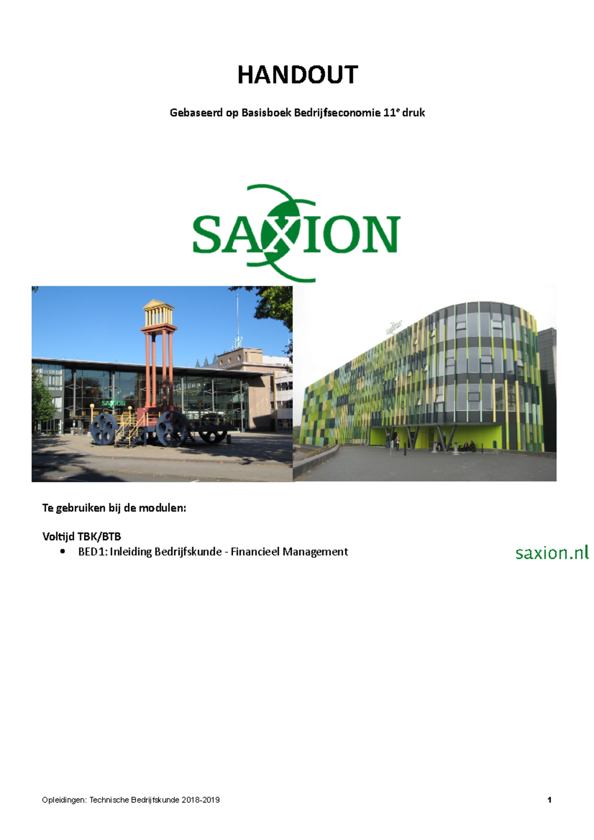 BED1 Handout 1819 - fefewf - HANDOUT Gebaseerd op Basisboek ...
