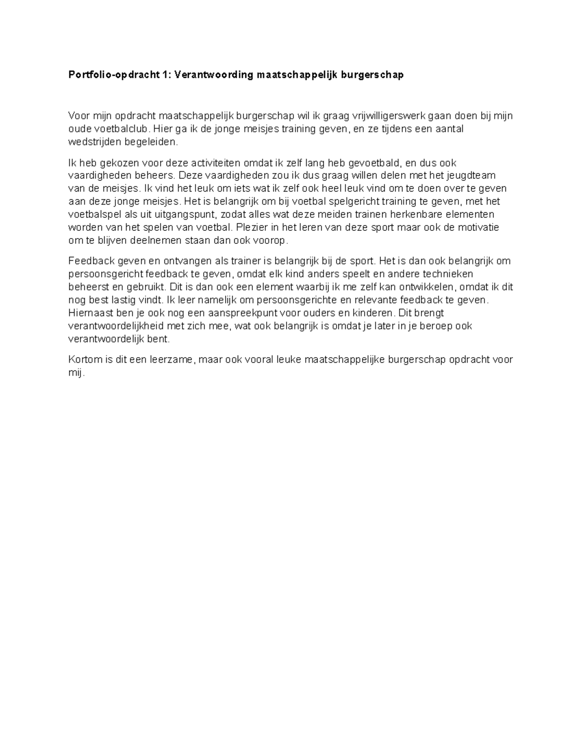 Portfolio opdracht 1 - Maatschappelijk burgerschap - Portfolio-opdracht ...