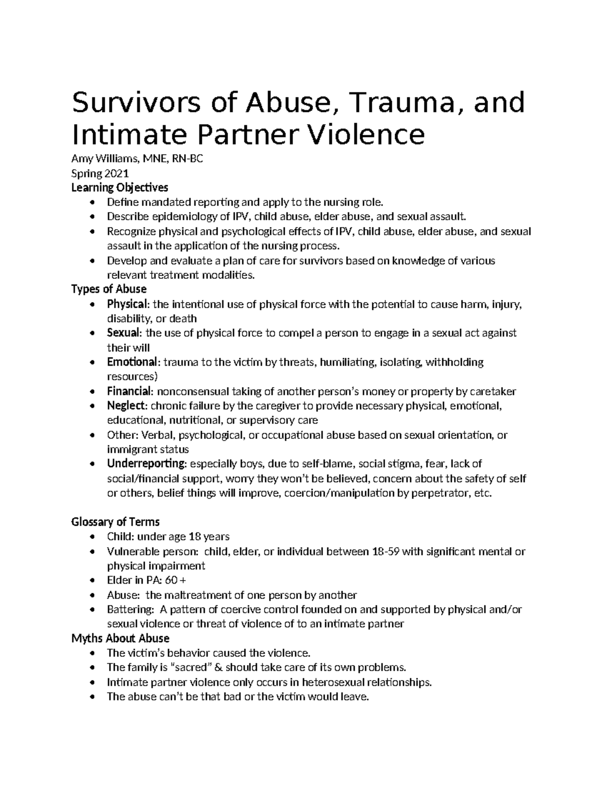 Survivors of Abuse, Trauma, and Intimate Partner Violence to print ...