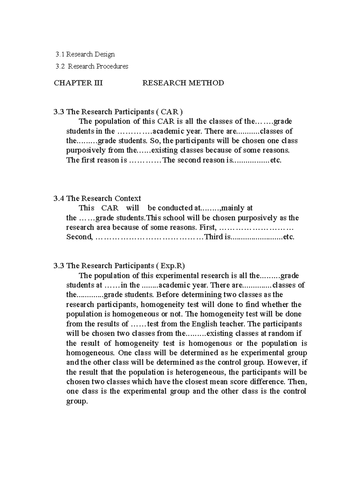 Research Design Research Procedures - 3 Research Design 3 Research ...