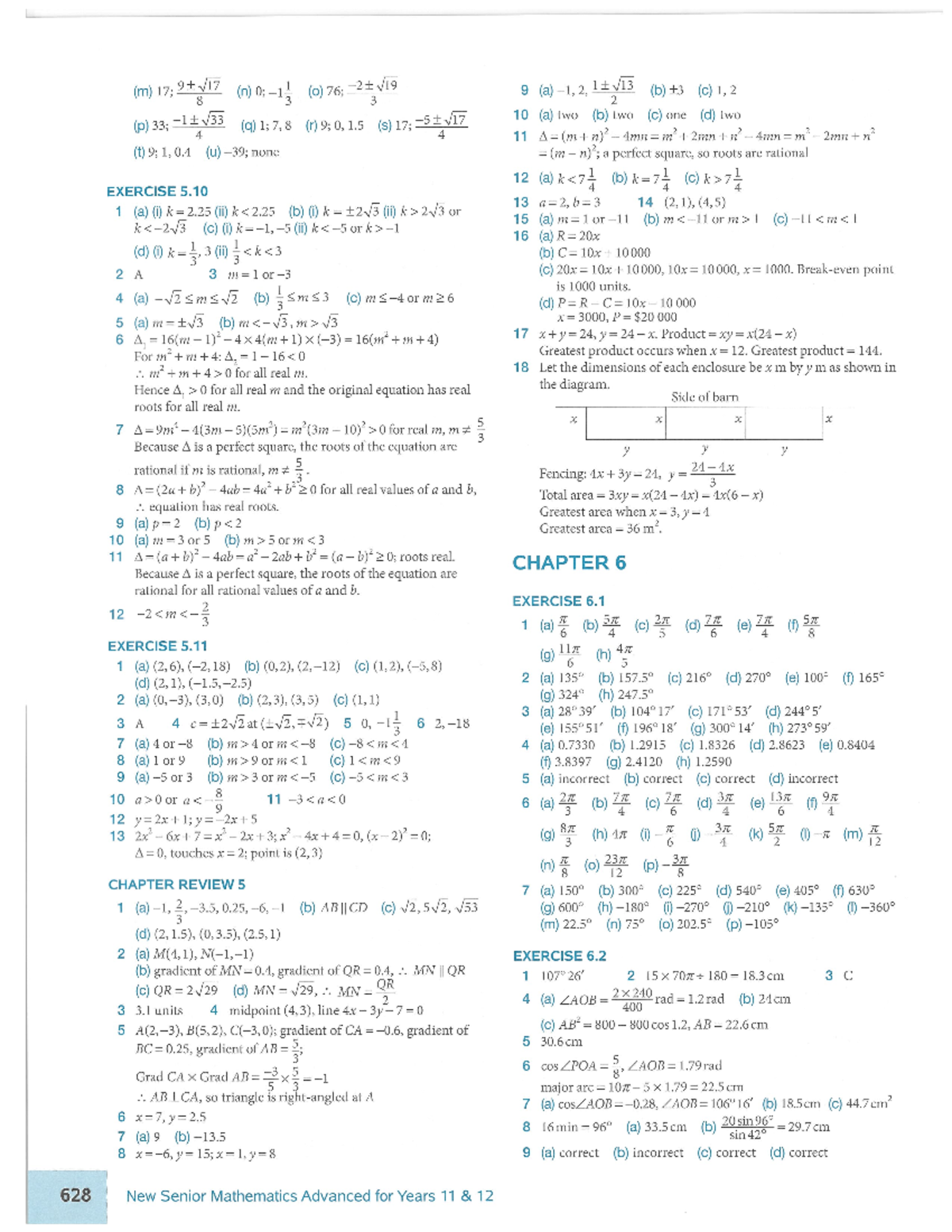 NSM Maths Advanced Ch6 ans - (m) 9 2 10 (a) two (b) two (c) one (d) two ...