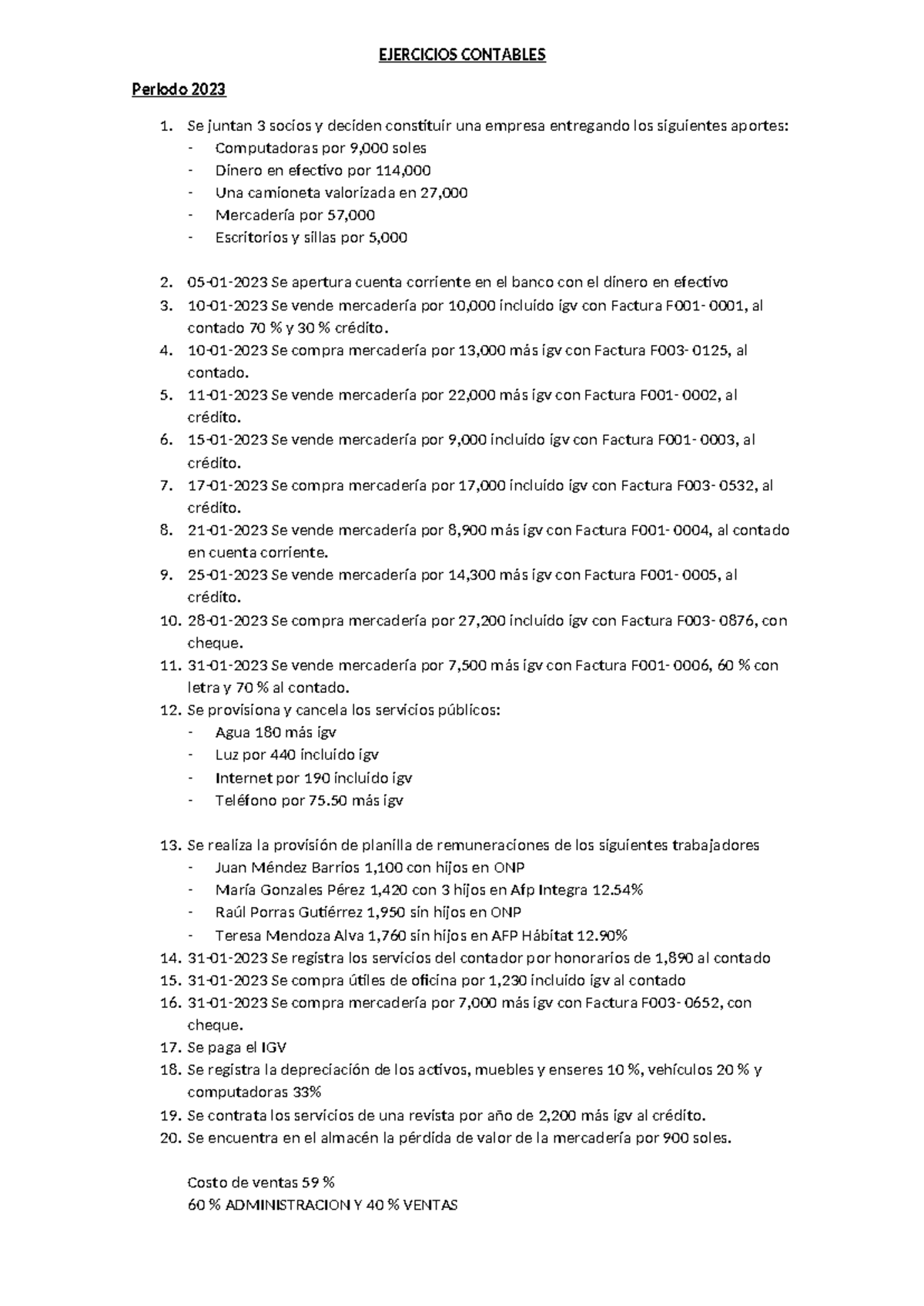 Ejercicios Contables - Ajustes Contables - EJERCICIOS CONTABLES Periodo ...