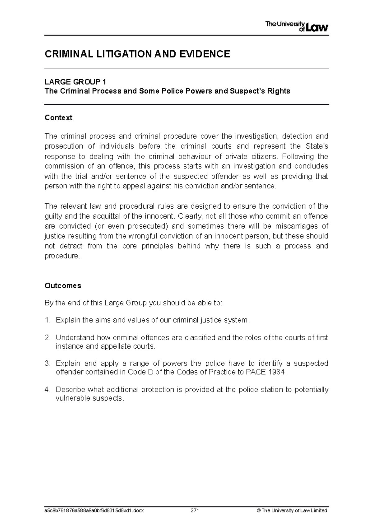 LG 1 - cRIMINAL LITIGATION - CRIMINAL LITIGATION AND EVIDENCE LARGE ...