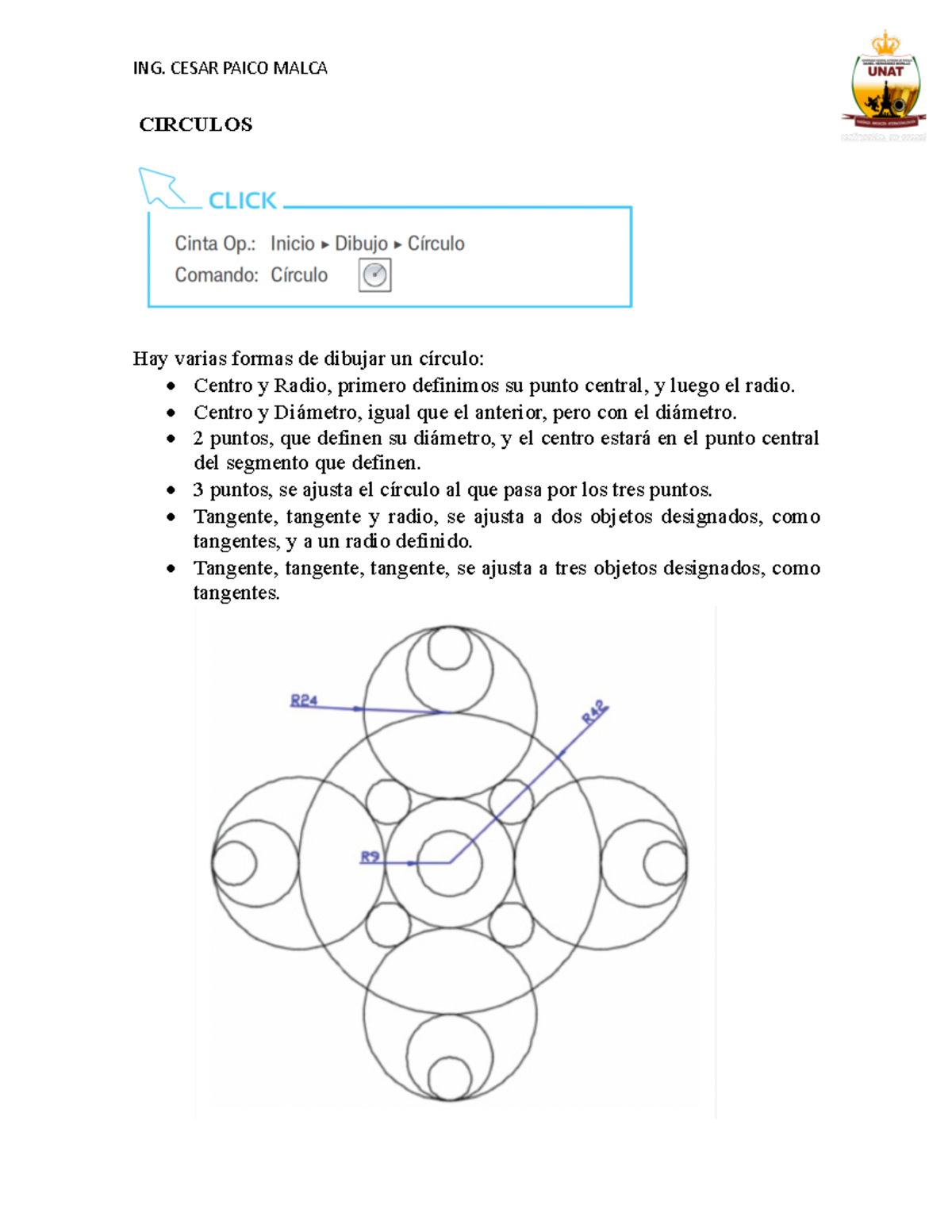 Autocad- Semana 2 - dibujo - CIRCULOS Hay varias formas de dibujar un ...