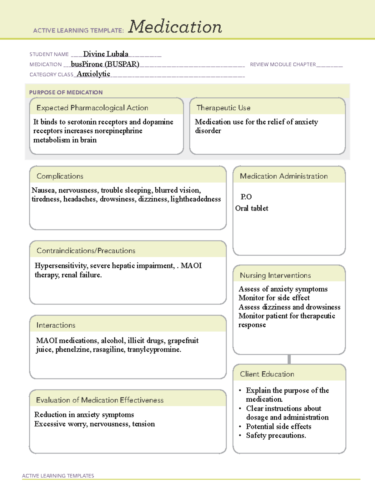 ATI Medication Template Download the template to fill-in each section-1 ...