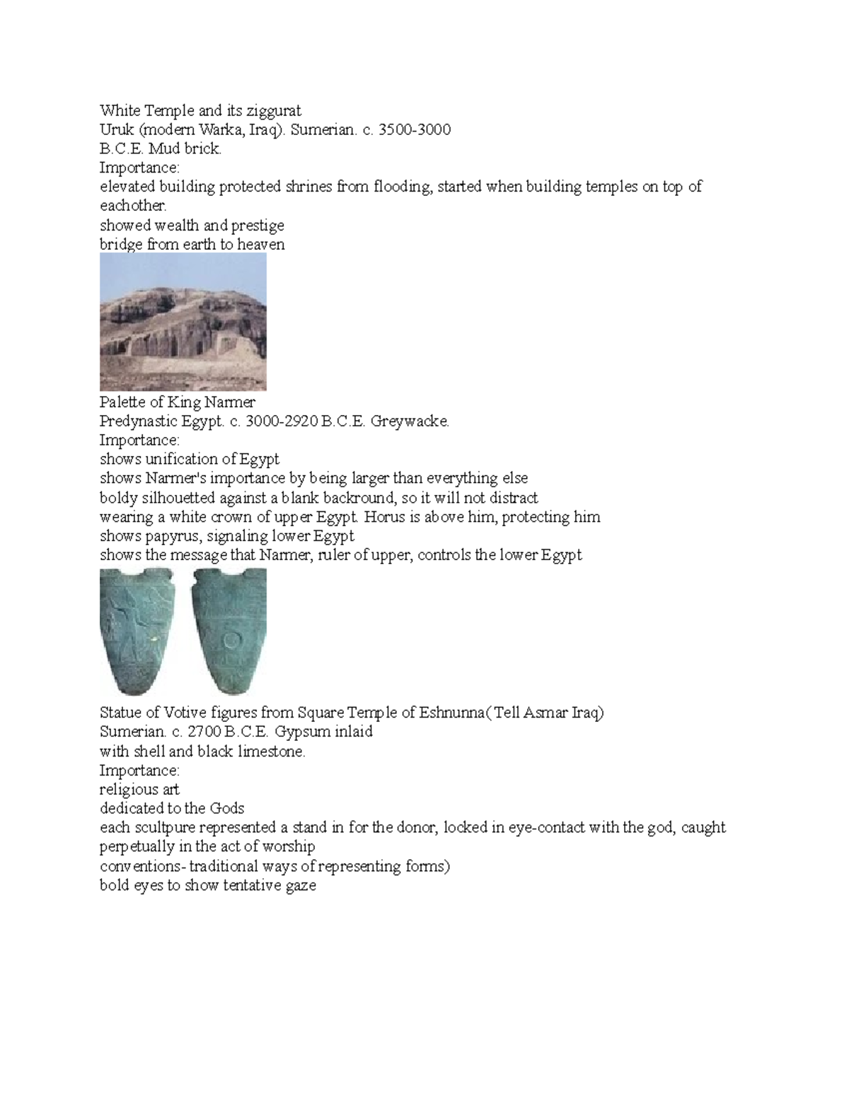 Ar 2 - notes - White Temple and its ziggurat Uruk (modern Warka, Iraq ...