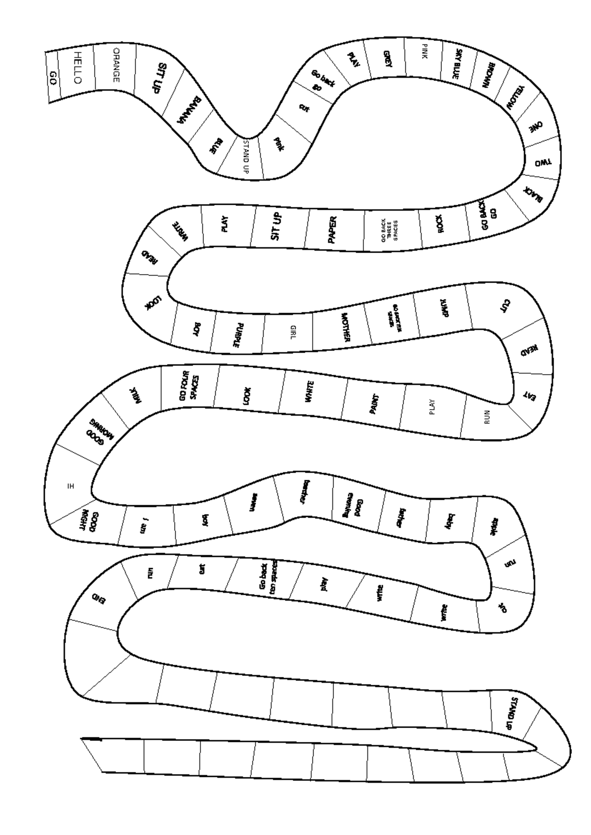 PLAY Games - Ingles I - GO HELLO ORANGE S STAND UP GO BACK THREE SPACES ...