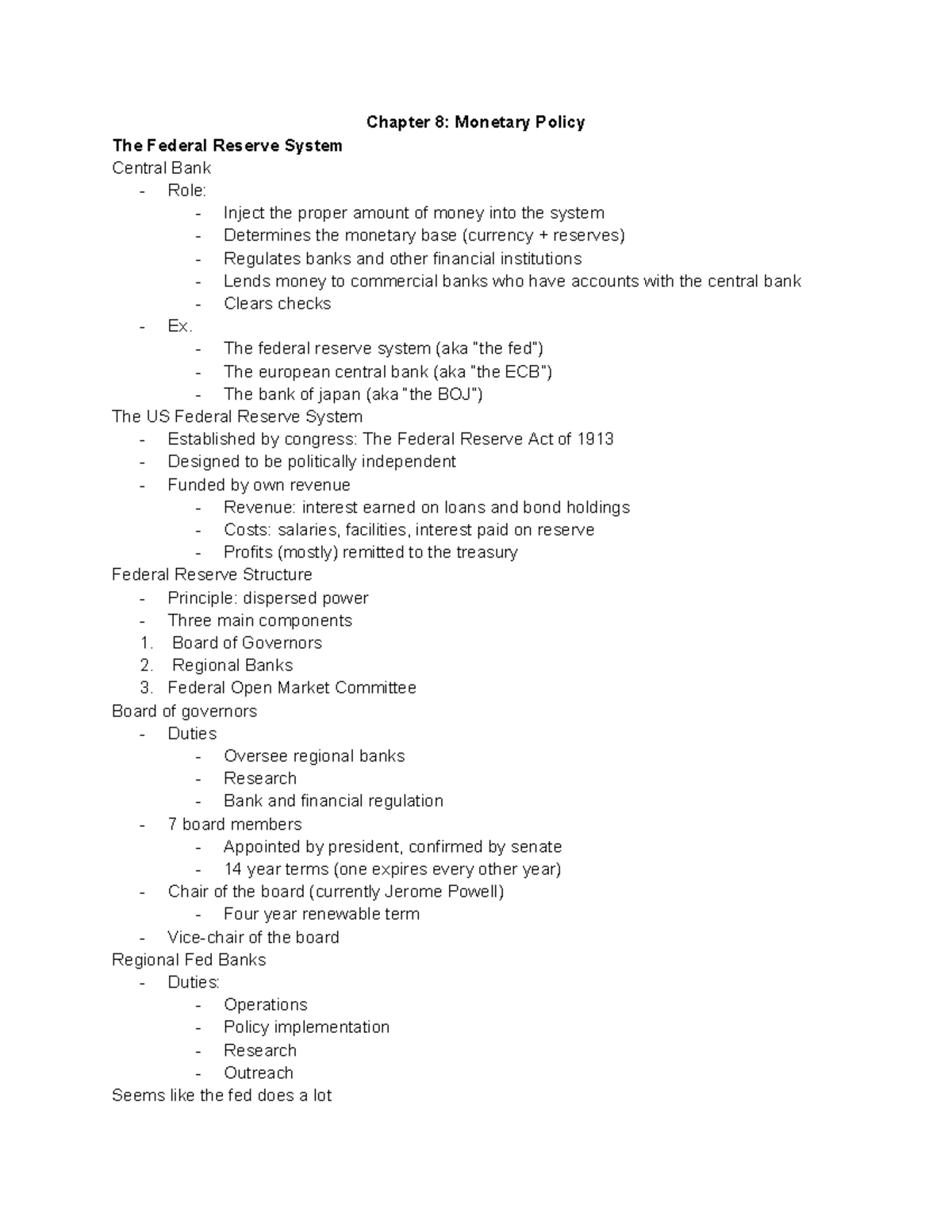 ECON 222 Ch 8 Monetary Policy - Google Docs - Chapter 8: Monetary ...