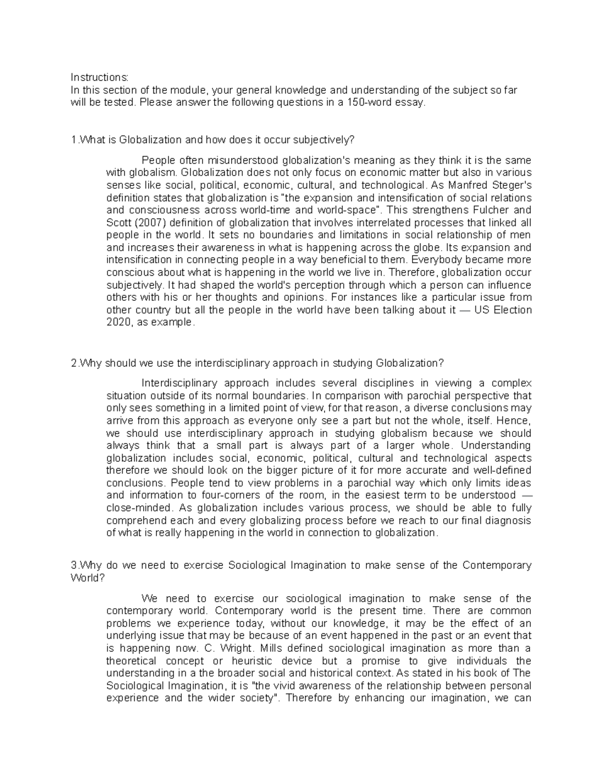 Lesson 1 Unit1 Assessment 1 - Instructions: In this section of the ...