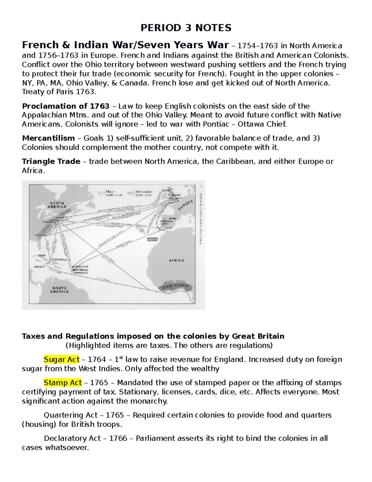 Period 3 Notes outline - Americans Colonies are fed up with the after ...