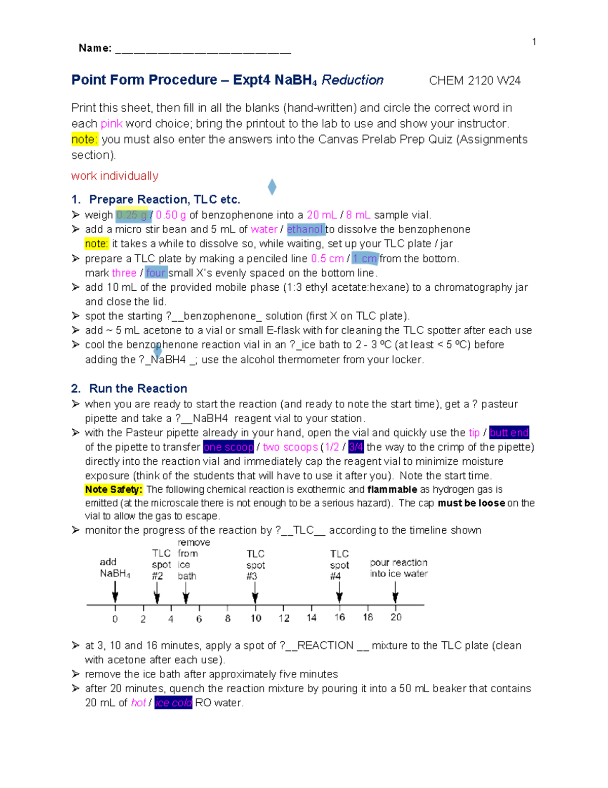Point Form Procedure 2120 Expt4 Na BH4 redn W24 - 1 Point Form ...