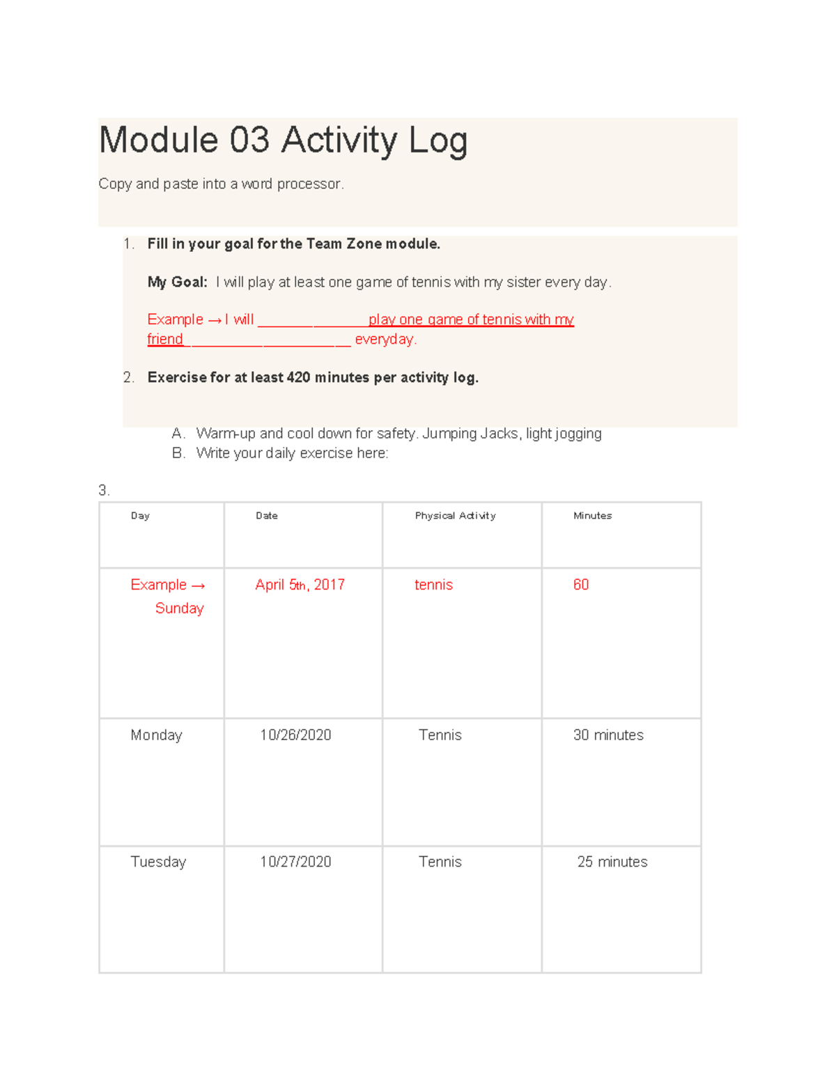 Module Activity log - Module 03 Activity Log Copy and paste into a word ...