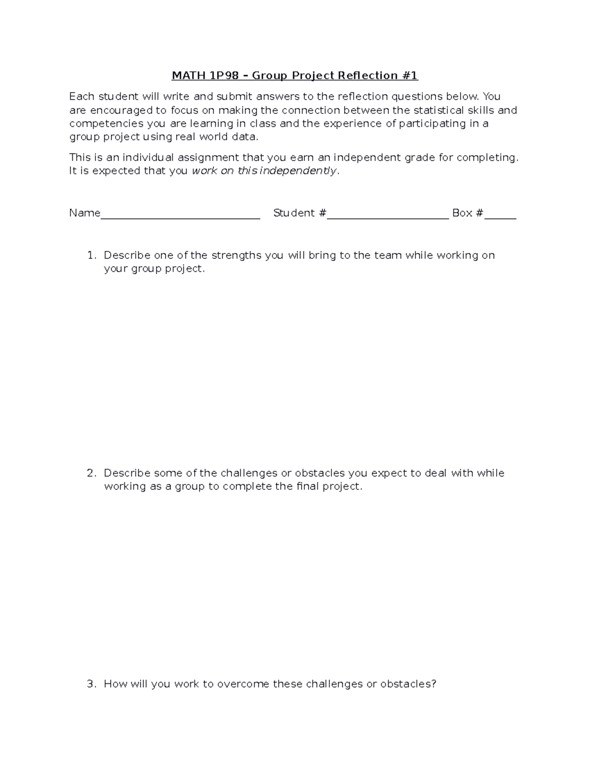 Group Project Reflection 1 - You are encouraged to focus on making the ...