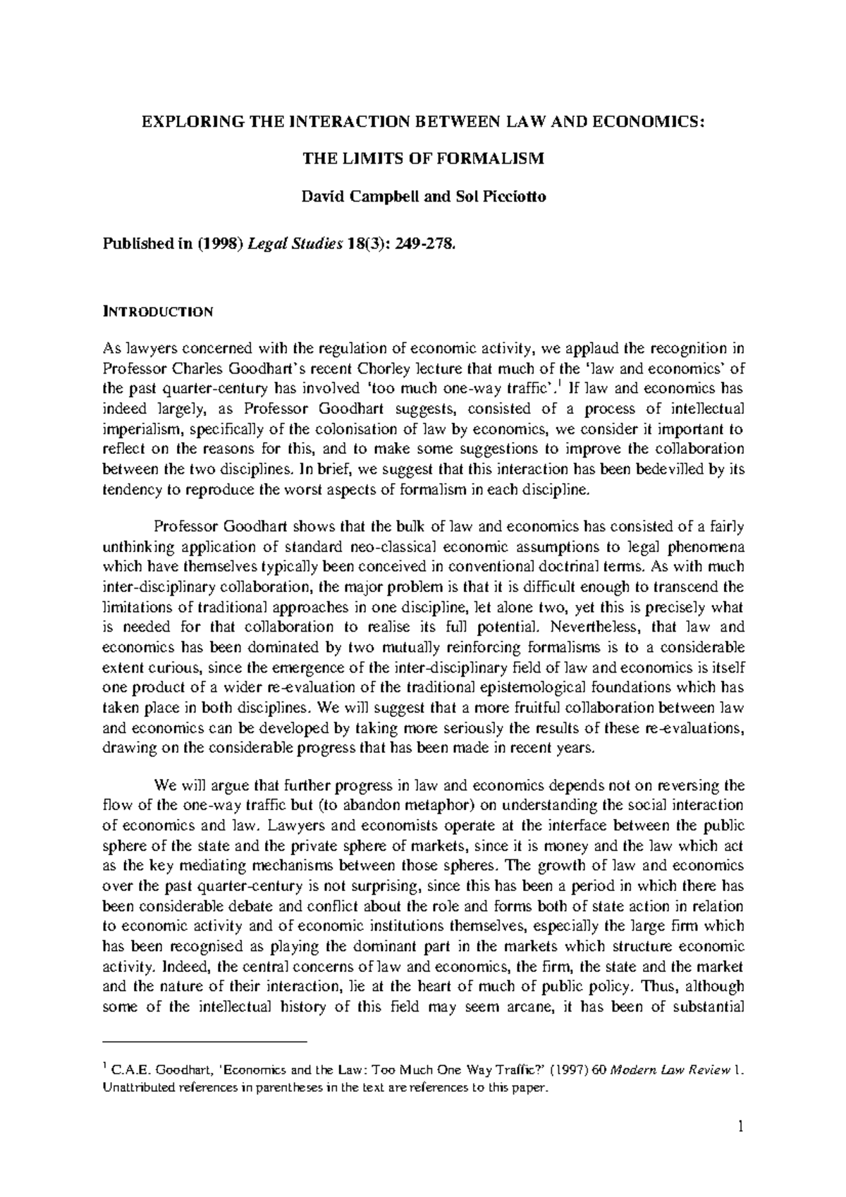 Relationship between Economics and Law - Studocu