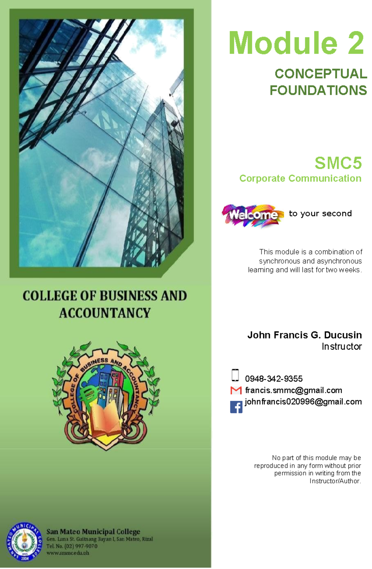 Module 2-Conceptual Foundations - No part of this module may be ...