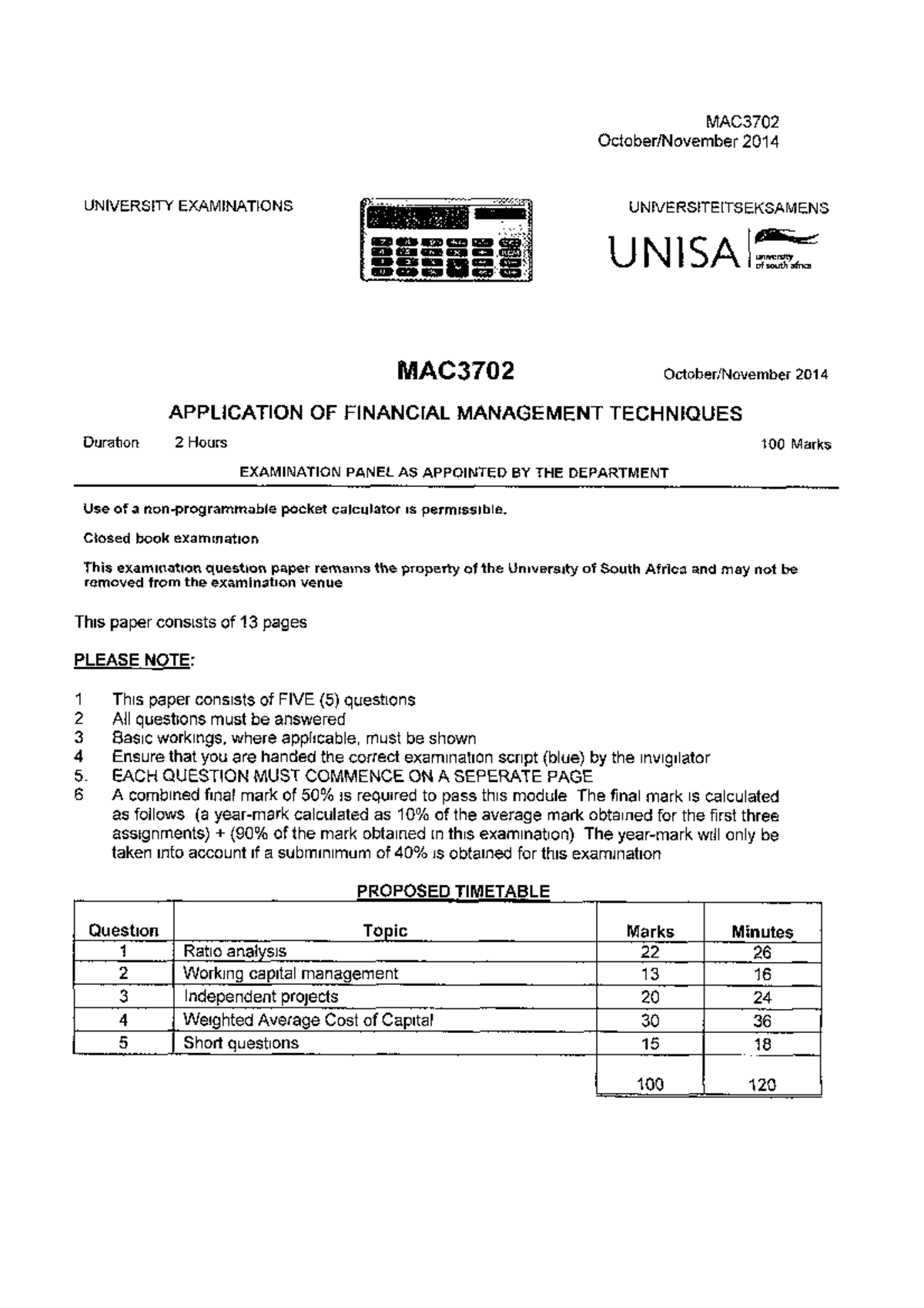 MAC3702-2014 E-Oct Nov - MAC3702 - Studocu