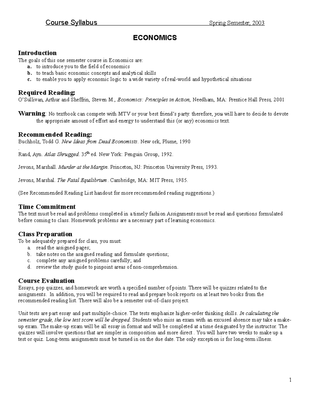 Econ Course Summary-syllabus Spring 2003 - Course Syllabus Spring ...