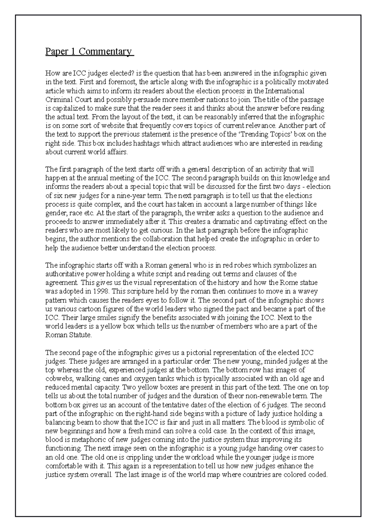 Paper 1 Commentary Infographic - Paper 1 Commentary How are ICC judges ...