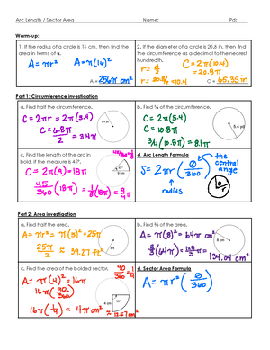 Parts of Circles Notes Answer Key - Studocu