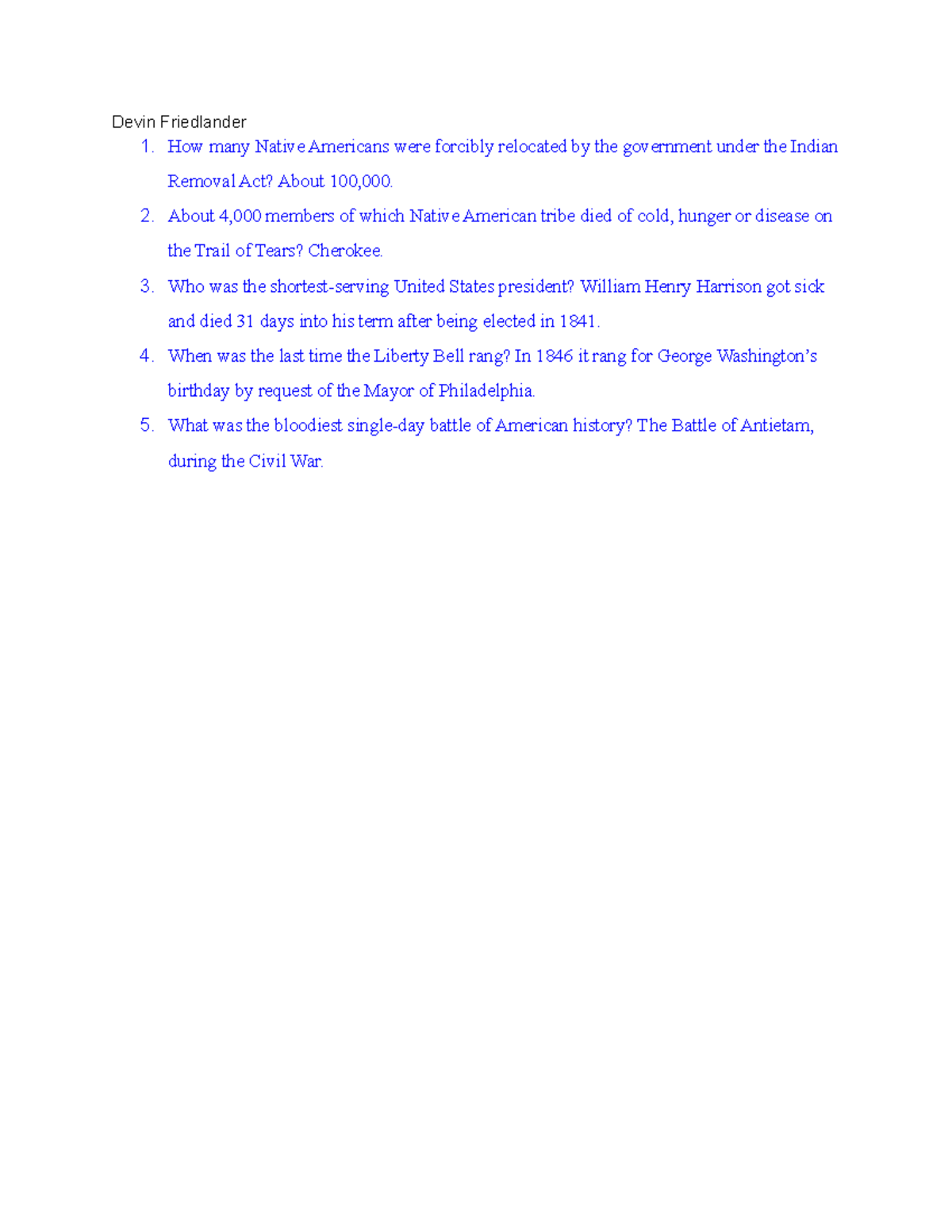 Helpful questions - These were some extra facts as well - Devin ...