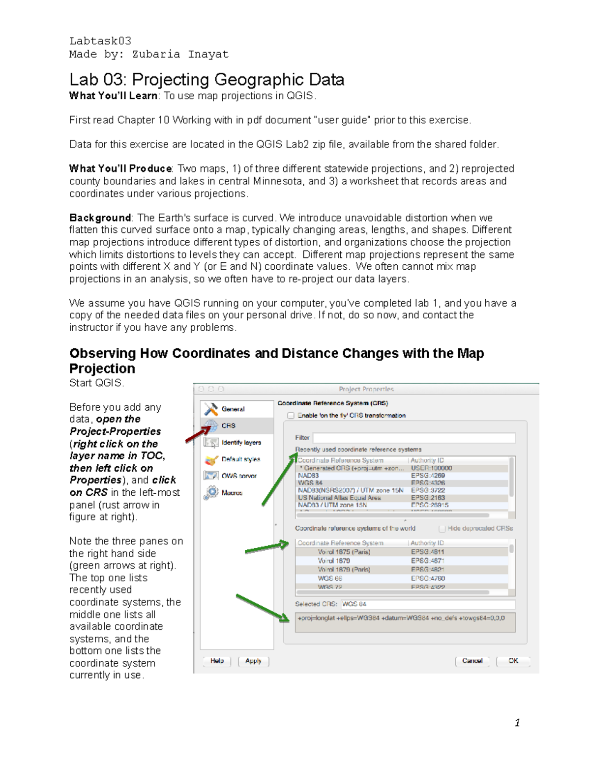 Lab3Projections - Contains practical lab material. - Made by: Zubaria Inayat Lab 03: Projecting ...