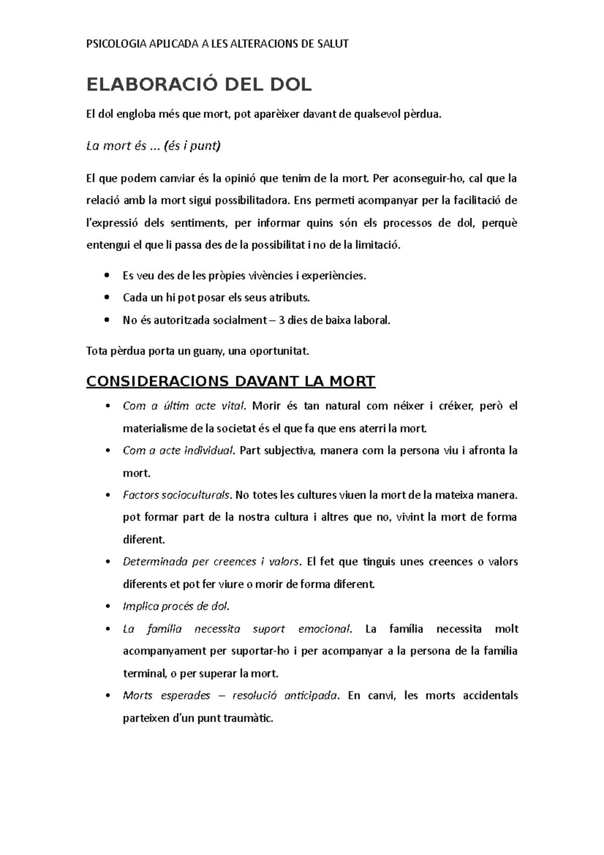 2. Elaboració del dol - Lecture notes 2 - ELABORACIÓ DEL DOL El dol ...