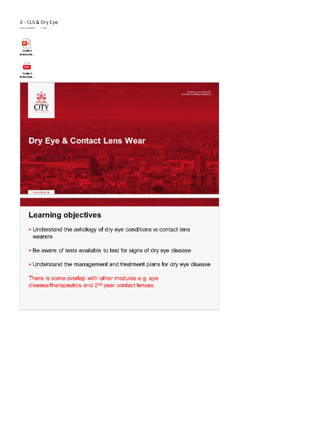 CLS + dry eye - Contact lenses and dry eye - Contact Lenses and ...