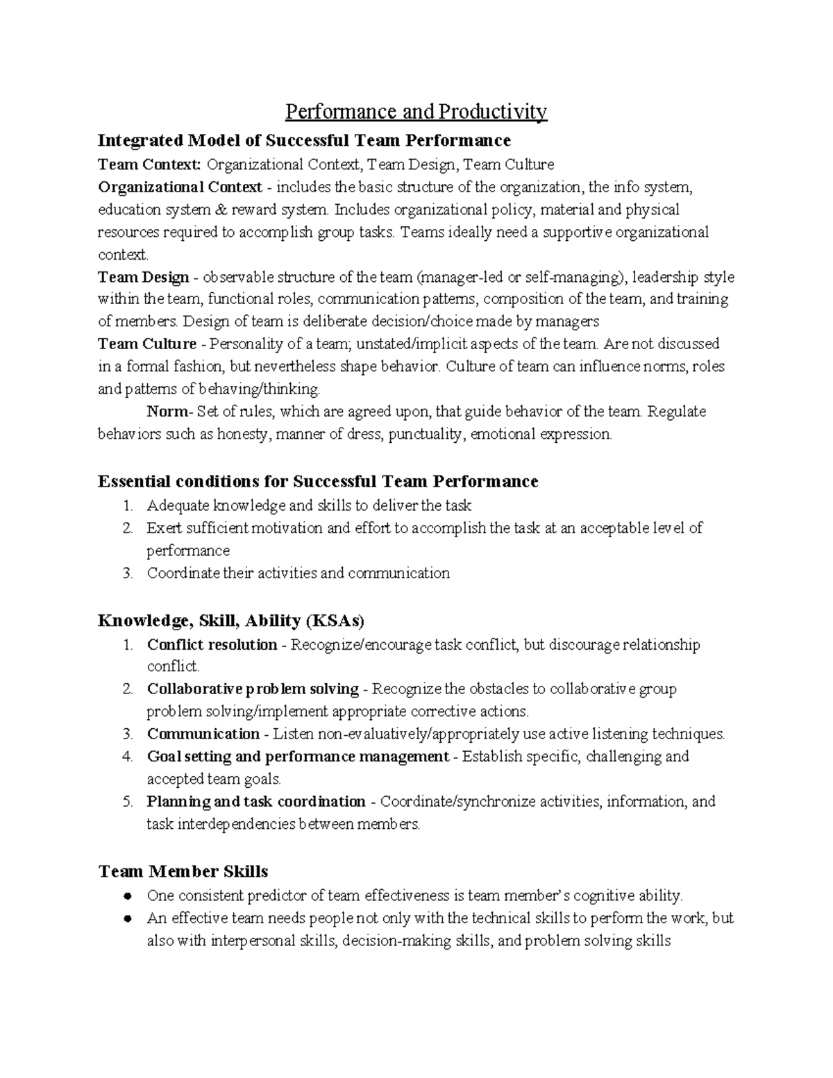 Chapter 2 Notes - Performance and Productivity Integrated Model of ...
