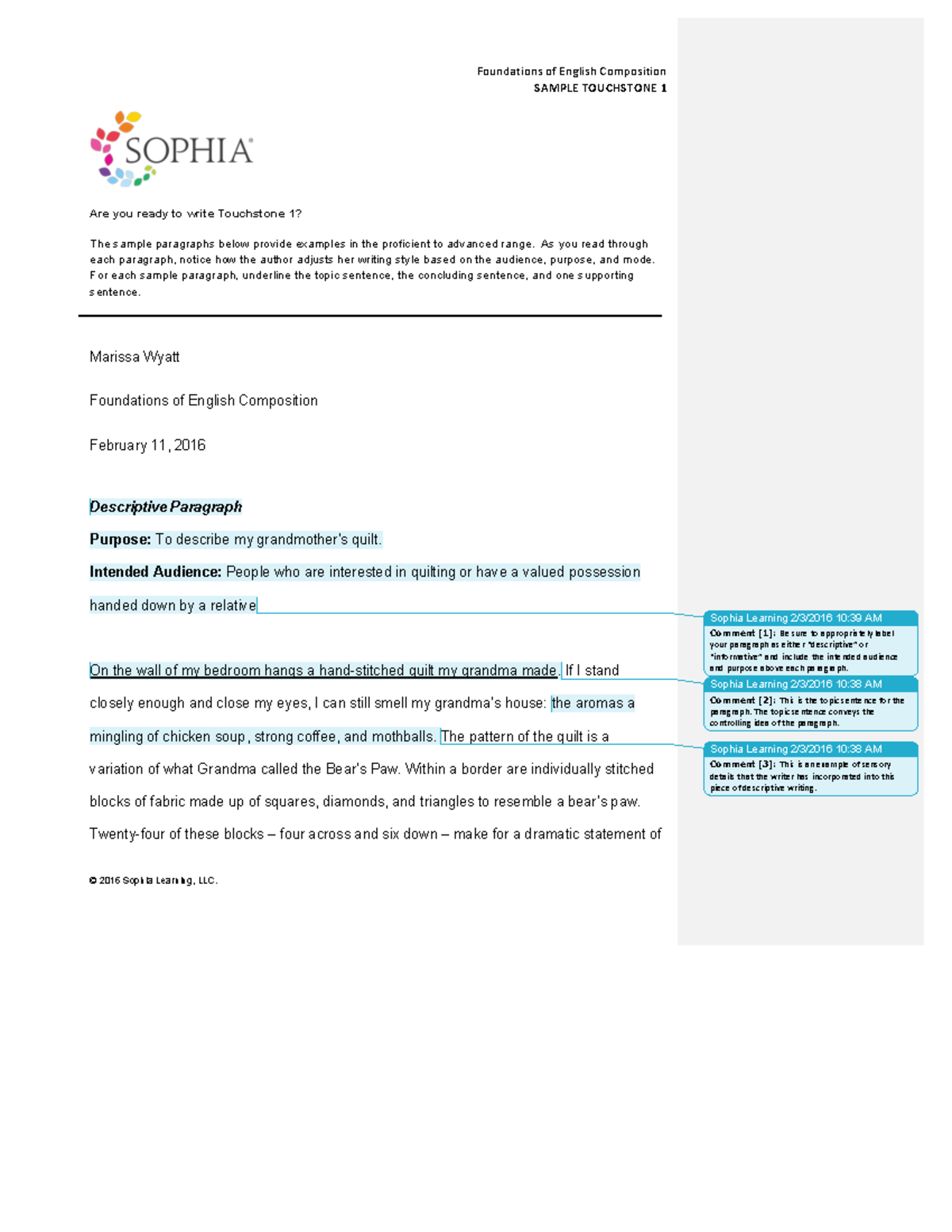 Foundations of English Composition Annotated Touchstone 1 - SAMPLE ...