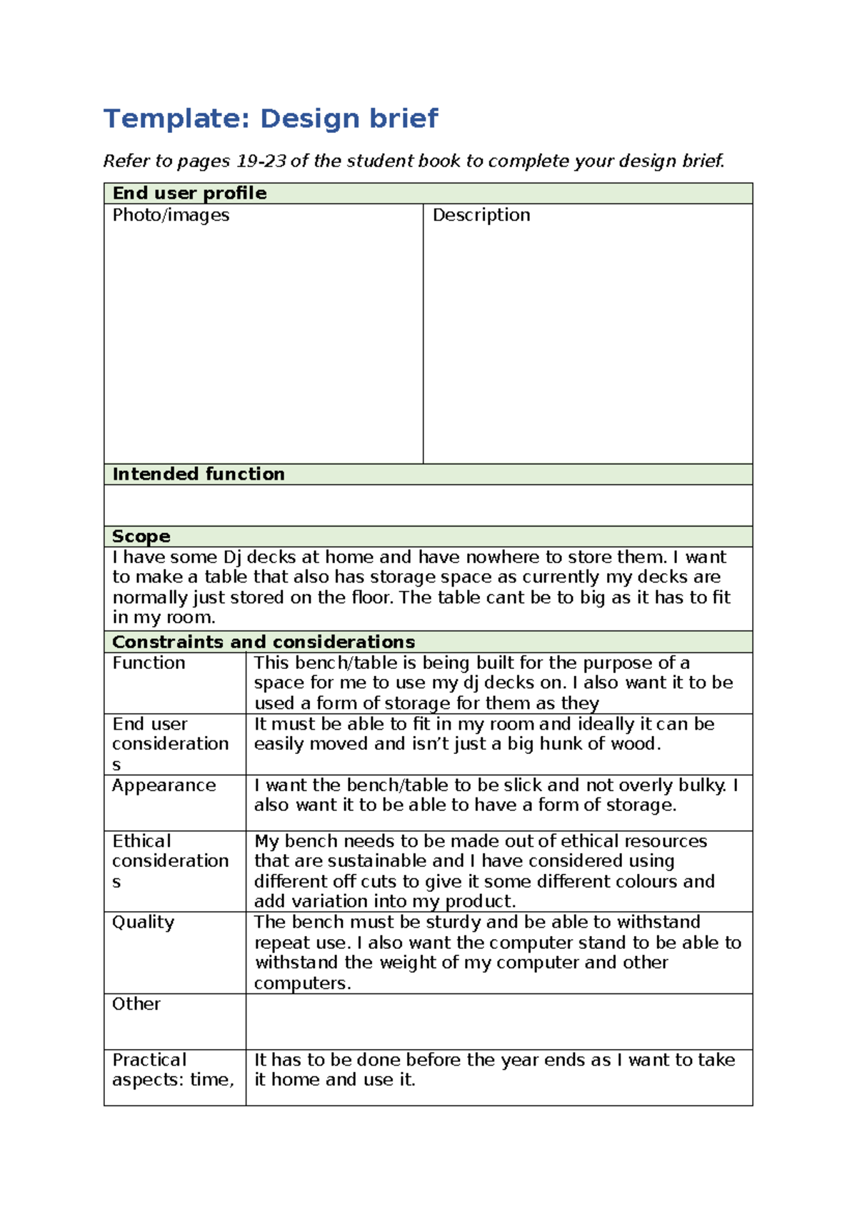PDT Template Design brief - Template: Design brief Refer to pages 19-23 ...