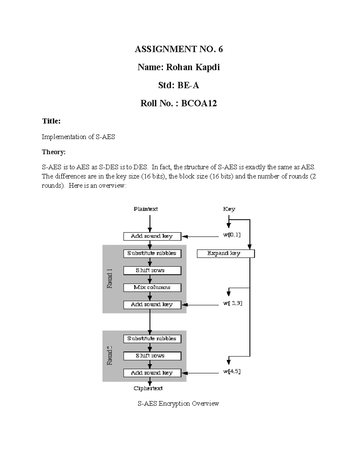 Assignment 6 Rohan Kapdi BCOA12 - ASSIGNMENT NO. 6 Name: Rohan Kapdi Std: BE-A Roll No. : BCOA ...